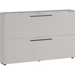 Schuhschrank Germania, B:140cm H:85cm T:19cm, grau, Holzwerkstoff, Flur, Schr&auml;nke, "Utah Schuhschrank in 2 Breiten, mit 2 oder 3 Klappen", Tiefe
