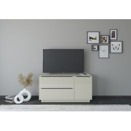 Lowboard, B:137cm H:71cm T:42cm, beige, SET ONE BY Musterring, Glas, Holzwerkstoff, Wohnzimmer, Sideboards, "Reno", Mit Sockel in diversen Farben, 71