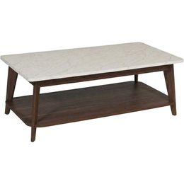 Couchtisch Jahnke, B:110cm H:40,3cm T:55cmwalnuss, marmor wei&szlig;, walnuss, marmor wei&szlig;, Wohnzimmer, Tische, "SIXTY COFFEE", Couchtisch, 2 Ebenen,