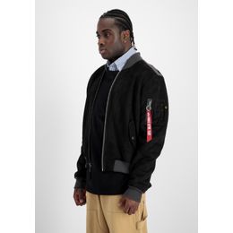 Herren Bomberjacke "MA-1 Faux Suede", schwarz, Gr. S, Alpha Industries, Obermaterial: 100% Polyester, Jacken