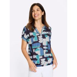 Classic Basics Damen Schlupfbluset&uuml;rkis, schwarz, bedruckt, Gr. 42, gemustert, mehrfarbig, 100% Polyester, Blusen