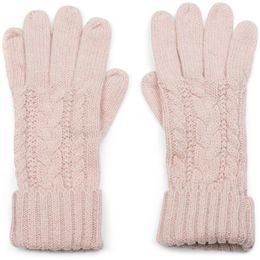 styleBREAKER Damen Strickhandschuhe "Strick Handschuhe mit Zopfmuster und Metallic Faden", rosa, Modisch, Obermaterial: 70% Polyacryl PAN. 30% Wolle
