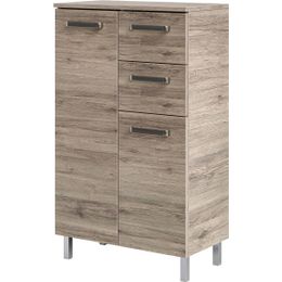 Unterschrank SAPHIR, B:60cm H:100,5cm T:33cm, braun, Holzwerkstoff, Badezimmer, Schr&auml;nke, "mit T&uuml;rd&auml;mpfer und 1 Einlegeboden"