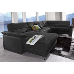 Sit & More Wohnlandschaft SIT & MORE, B:312cm H:85cm T:204cm, schwarz, NaturLeder in Sitz und R&uuml;cken, Korpus ist mit passendem Kunstleder
