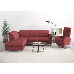 Sit & More Ecksofa SIT & MORE, B:247cm H:85cm T:222cm, lila, Wohnzimmer, Sofas, "Grenoble L-Form mit Federkern", wahlweise mit Schlaffunktion, Bettkasten, Arm-