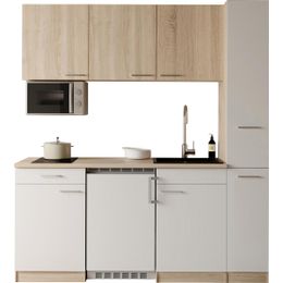 K&uuml;chenzeile respekta, B:180cm H:200cm T:60cm, wei&szlig;, Komplettk&uuml;chen-Sets, "Ingrid, inkl. Mikrowelle", zerlegt, wahlweise mit K&uuml;hlschrank,
