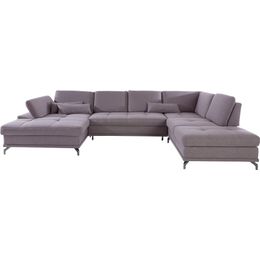Wohnlandschaft OTTO HOME, B:363cm H:89cm T:223cm, grau, 100% Polyester;Samtoptik (100% Polyester), Sofas, "Costello U-Form, B: 363 cm mit Sitztiefen-