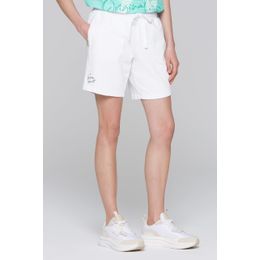 SOCCX Damen Sweatshorts, wei&szlig;, Gr. XL, bedruckt, Web, Material: 100% Baumwolle, Hosen, mit Elastikbund und Kordel