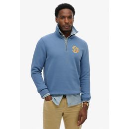 Superdry Herren Sweatshirt "Sd&co Neon Half Zip Track", blau, Gr. XXL, bedruckt, angeraute Sweatware, Obermaterial: 100% Baumwolle, Sweatshirts, mit