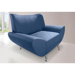 Sessel Home Affaire, B:112cm H:83cm T:82cm, blau, Luxus-Microfaser ALCAZAR (100% Polyester);Feinstruktur (100% Polyester);Kunstleder SOFTLUX,