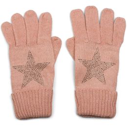 styleBREAKER Damen Strickhandschuhe "Strick Handschuhe mit Strass Stern", rosa, Modisch, Obermaterial: 65% Polyacryl PAN. 35% Wolle WO., Handschuhe