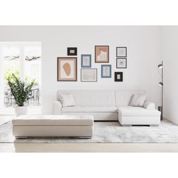 Ecksofa DOMO collection, B:267cm H:83cm T:178cm, beige, 95% Polyester, 5% Polyamid, Wohnzimmer, Sofas, "TREVISO viele Bez&uuml;ge, auch in Cord, L-Form,