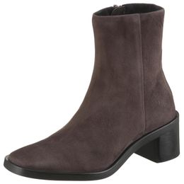 Calvin Klein Damen Stiefelette "BLOCK HEEL ZIP BOOT SUE", Gr. 38, braun, Veloursleder, unifarben, Schuhe, Klassik-Boots, Blockabsatz, mit seitlichem