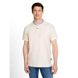 Tom Tailor Herren Kurzarmshirt, beige, Gr. XXL, unifarben mit Farbeinsatz, Single Jersey, Obermaterial: 80% Baumwolle, 20% Polyester, Shirts, mit