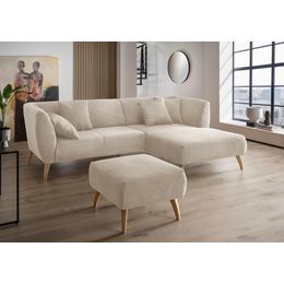 Ecksofa Home Affaire, B:255cm H:94cm T:160cm, beige, 93% Polyester, 7% Polyamid, Wohnzimmer, Sofas, "Lazio modern und bequem, schmale Armlehnen,