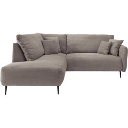 Ecksofa Home Affaire, B:255cm H:94cm T:190cm, braun, 93% Polyester, 7% Polyamid, Wohnzimmer, Sofas, "Lazio modern und bequem, schmale Armlehnen,