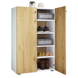 Schuhschrank Vcm, B:70cm T:39cm, braun, Obermaterial: 100% Holz Wood., Flur, Schr&auml;nke, "XL Holz Gro&szlig;er Schuhschrank Schuhkommode Lona 5"