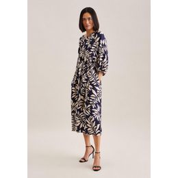Seidensticker Damen Sommerkleid "Schwarze Rose", blau, Gr. 48, gebl&uuml;mt, 100% Viskose, Kleider, 3/4 Rundhals Bl&auml;tter