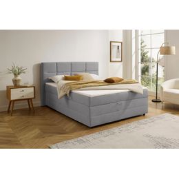 Boxbett OTTO HOME, B:154cm L:210cmhellgrau, Komplettbetten, "FILLMORE, Polsterbett mit Bettkasten und Taschenfederkernmatratze H3", mit