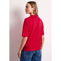 Street One Damen Poloshirtsalsa rot, Gr. 44, unifarben, Web, 50% Baumwolle, 50% Modal, Shirts, im soften Baumwoll-Mix