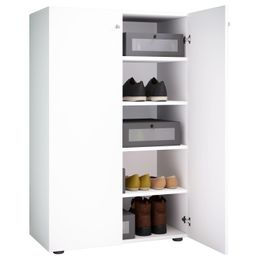 Schuhschrank Vcm, B:70cm T:39cm, wei&szlig;, Obermaterial: 100% Holz Wood., Flur, Schr&auml;nke, "XL Holz Gro&szlig;er Schuhschrank Schuhkommode Lona 5"