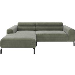 Ecksofa Home Affaire, B:223cm H:71cm T:183cm, gr&uuml;n, 88% Polyester, 12% Polyacryl, Wohnzimmer, Sofas, "Ecksofa, L-Form, incl. Kopfteilverstellung,