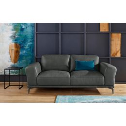 2-Sitzer W.Schillig, B:192cm H:78cm T:94cm, grau, Sofas, "montanaa elegant & edel, Federkernunterfederung", mit Metallf&uuml;&szlig;en in Schwarz