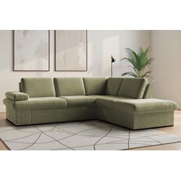 Sit & More Ecksofa SIT & MORE, B:238cm H:82cm T:202cm, gr&uuml;n, 100% Polyester, Wohnzimmer, Sofas, "Moreno L-Form, B: 238 cm", mit Armteilverstellung, optional
