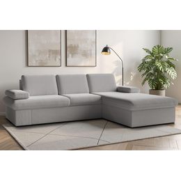 Sit & More Ecksofa SIT & MORE, B:247cm H:82cm T:171cm, grau, 95% Polyester, 5% Polyamid, Wohnzimmer, Sofas, "Moreno L-Form, B: 247 cm", mit Armteilverstellung,