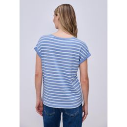 Street One Damen T-Shirtbonnet blau, Gr. 46, gestreift, Web, 50% Modal, 50% Baumwolle, Shirts, Jersey