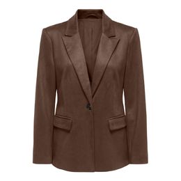 Only Damen Lederimitat-Blazer "ONLADDI L/S FAUX SUEDE BLAZER TLR", braun, Gr. 38, unifarben, Web, Obermaterial: 95% Polyester, 5% Elasthan, Blazer,
