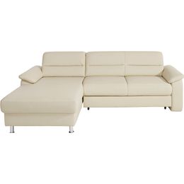 Sit & More Ecksofa SIT & MORE, B:251cm H:85cm T:165cm, beige, NaturLEDER (echtes Rindsleder), Korpus in Kunstleder SOFTLUX;Luxus-Microfaser (100%