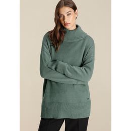 Tamaris Damen Rollkragenpullover "aus weicher Viskosemischung", gr&uuml;n, Gr. 32, meliert, unifarben, Strick, Obermaterial: 50% Viskose, 26% Polyamid,