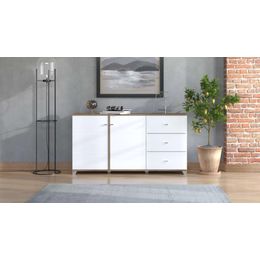 Kommode Home Affaire, B:162cm H:85cm T:40cm, wei&szlig;, Holzwerkstoff, MDF, Wohnzimmer, Sideboards, "Burgundy Sideboard, Schubladenschrank, mit viel