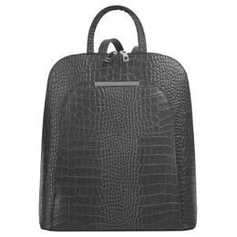 CLUTY Damen Cityrucksack, schwarz, Leder, Rindsleder, Rucks&auml;cke, echt Leder, Made in Italy