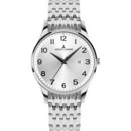 Jacques Lemans Herren Quarzuhr "London", silber, Armbanduhren, Armbanduhr, Herrenuhr, Edelstahlarmband, analog, Tag