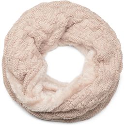 styleBREAKER Damen Strickschal "Feinstrick Loop mit Flecht Muster und Teddyfleece", beige, Modisch, Obermaterial: 100% Viskose CV., Modet&uuml;cher