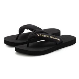 Venice Beach Damen Badezehentrenner "Badeschuhe, Badelatsche, Flip Flop, Sandale, Pantolette, Sommerschuhe", Gr. 36, schwarz, Obermaterial: 100%