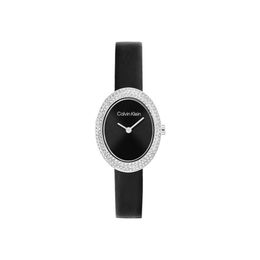 Calvin Klein Damen Quarzuhr "TWISTED BEZEL", schwarz, Armbanduhren, Armbanduhr, Damenuhr, Lederarmband, analog, Glaskristalle