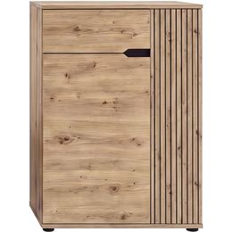 Schuhkommode OTTO HOME, B:80cm H:98cm T:37cm, braun, Holzwerkstoff, Sideboards, "FJELL, Breite 80cm, 2 T&uuml;ren, 1 Schubkasten, 3 Einlegeb&ouml;den, 5