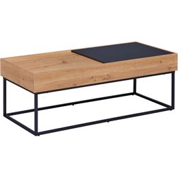 Couchtisch Inter Link, B:110cm H:40cm T:50cm, braun, Wohnzimmer, Tische, "Filora, Sofatisch mit Stauraum, modernes Metallgestell schwarz",