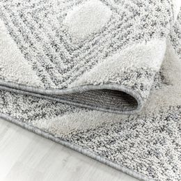 Teppich, H:20mm &Oslash;:200cm, grau, Ayyildiz Teppiche, Polypropylen (PP), Wohnzimmer, Teppiche, "PISA 4707 , auch als L&auml;ufer und Rund", Hoch Tief