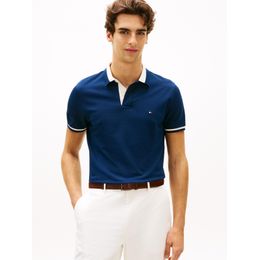 Tommy Hilfiger Herren Poloshirt "CONTRAST COLLAR BLOCK", blau, Gr. XXL, unifarben, Jersey, Obermaterial: 96% Baumwolle, 4% Elasthan, Shirts, Regular