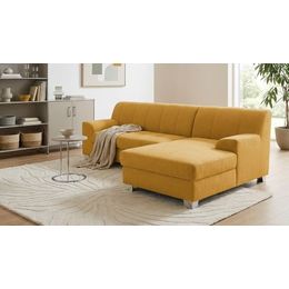 Ecksofa OTTO HOME, B:241cm H:79cm T:146cm, gelb, 100% Polyester, Wohnzimmer, Sofas, "Lolland 241 x 146 cm, modern, mit Steppungen, gem&uuml;tlich",