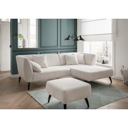 Ecksofa Home Affaire, B:264cm H:80cm T:160cm, wei&szlig;, 100% Polyester, Wohnzimmer, Sofas, "Lazio modern und bequem, schmale Armlehnen, tolle