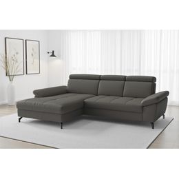 Sit & More Ecksofa SIT & MORE, B:264cm H:84cm T:181cm, grau, Wohnzimmer, Sofas, "Vanity L-Form, B: 264 cm, Leder", Inkl.Sitz-,Kopf-und Armteilverstellung