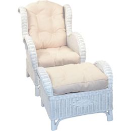 Ohrensessel, B:66cm H:96cm T:89cm, wei&szlig;, HOFMANN LIVING AND MORE, Sessel, Handgeflochten