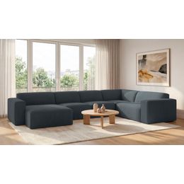 Wohnlandschaft OTTO HOME, B:371cm H:70cm T:220cm, grau, 100% Polyester, Sofas, "Clayton Breite 371 cm, U-Form", in einem trendigen Cord-Bezug,