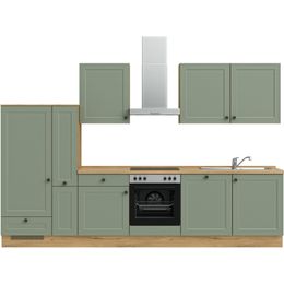 K&uuml;chenzeile Nobilia, B:330,3cm H:216,6cm T:60cm, gr&uuml;n, Komplettk&uuml;chen-Sets, ""Cascada I", NEU: individuell anpassbar mit gratis Profi-Beratung",