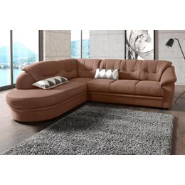 Sit & More Ecksofa SIT & MORE, B:267cm H:90cm T:206cm, braun, NaturLEDER (echtes Rindsleder) in Sitz und R&uuml;cken. Korpus in passendem Kunstleder SOFTLUX